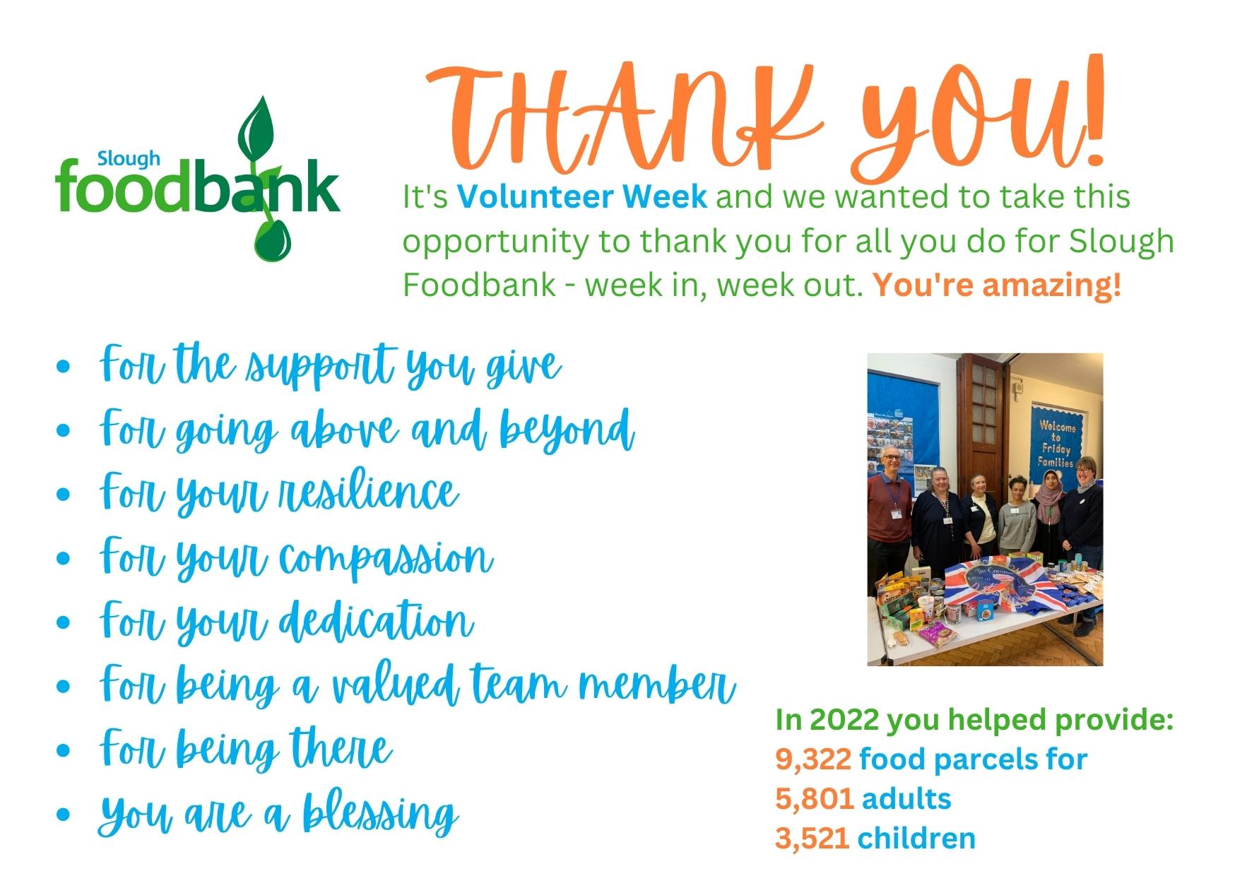 Thanking our Volunteers – Volunteer week | Slough Foodbank