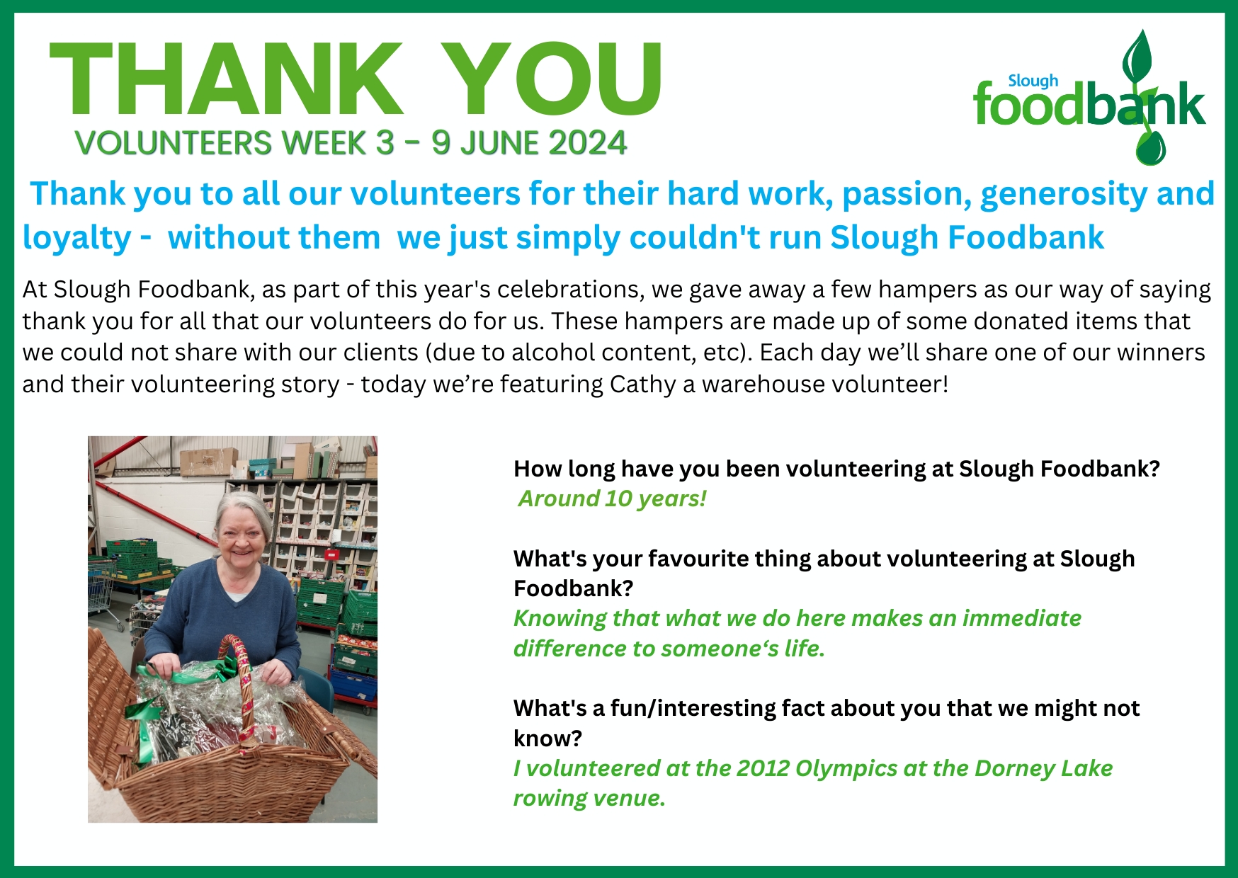 Volunteer Story – Cathy | Slough Foodbank